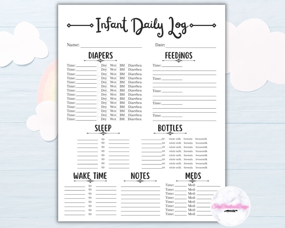 Infant Daily Log, Feeding Log, Digital Log, Toddler Daily Log, Infant ...