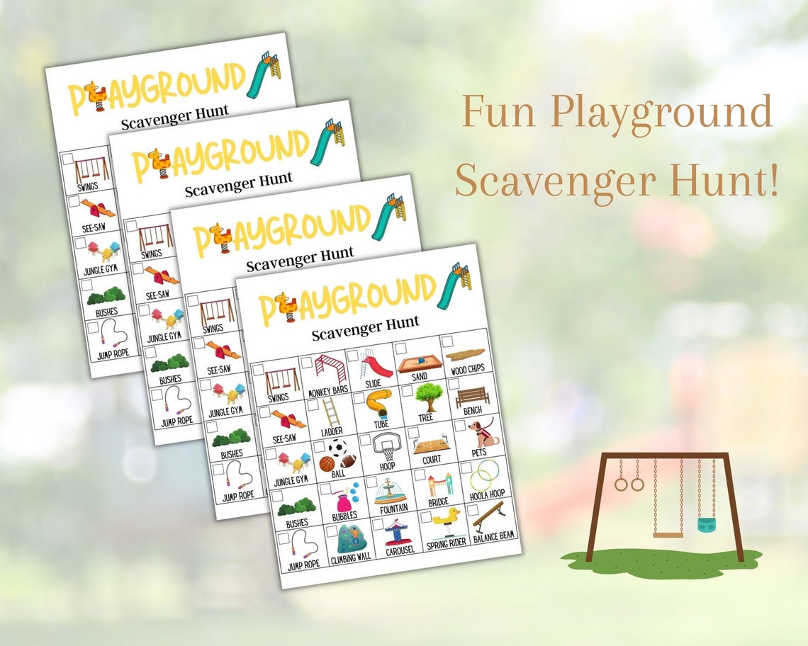 Printable Scavenger Hunt, Playground Scavenger Hunt, Outdoor Scavenger ...