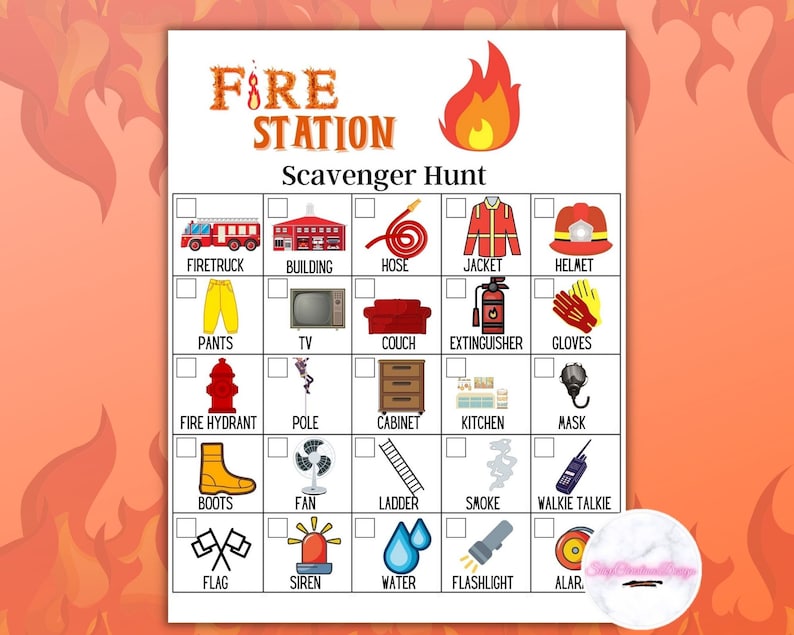Printable Scavenger Hunt, Fire Scavenger Hunt, Fire Station Scavenger ...