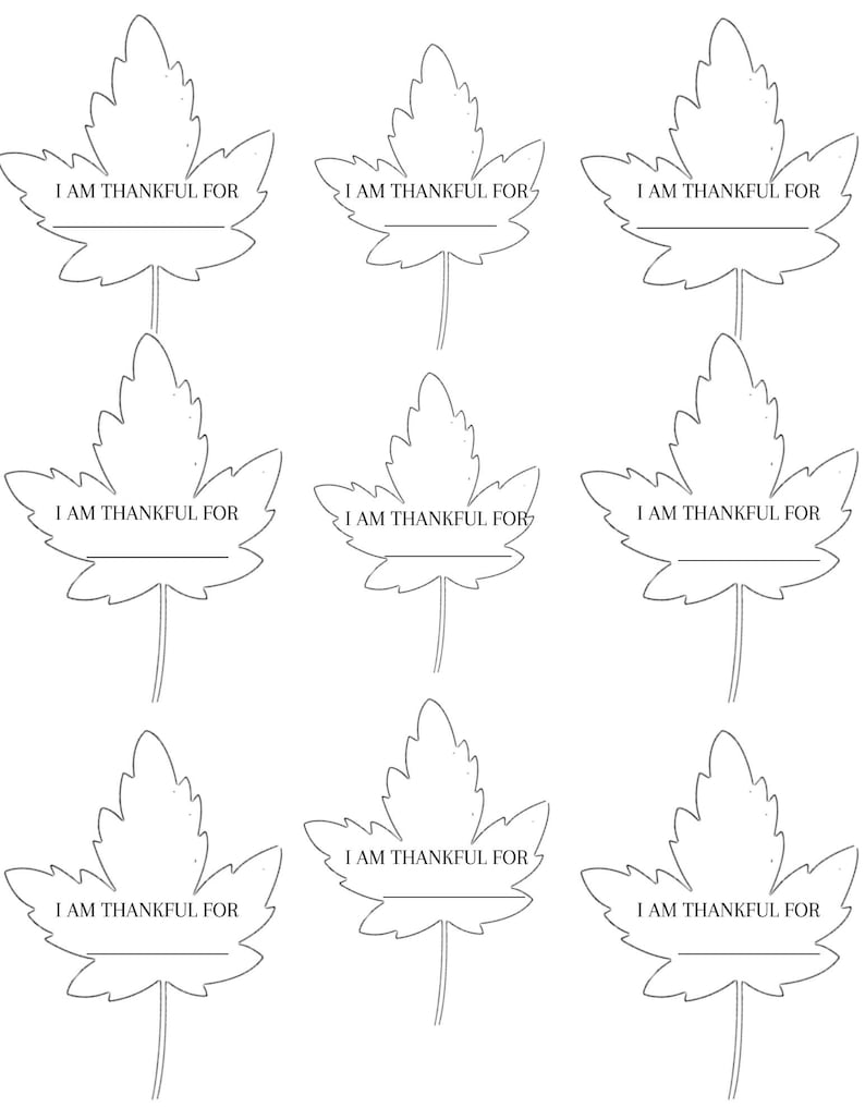 Thanksgiving I Am Thankful for Leaves Printable Download, Thankful ...