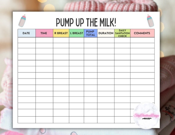Pumping Log Chart Pump Printable Download Track Pumping - Etsy Singapore