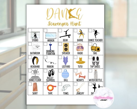 Printable Scavenger Hunt Dance Scavenger Hunt Indoor - Etsy
