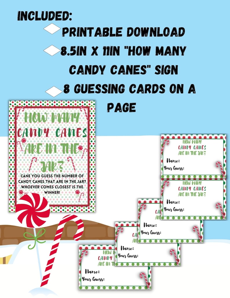 Christmas Holiday Candy Cane Guessing Game, Christmas Party Game ...