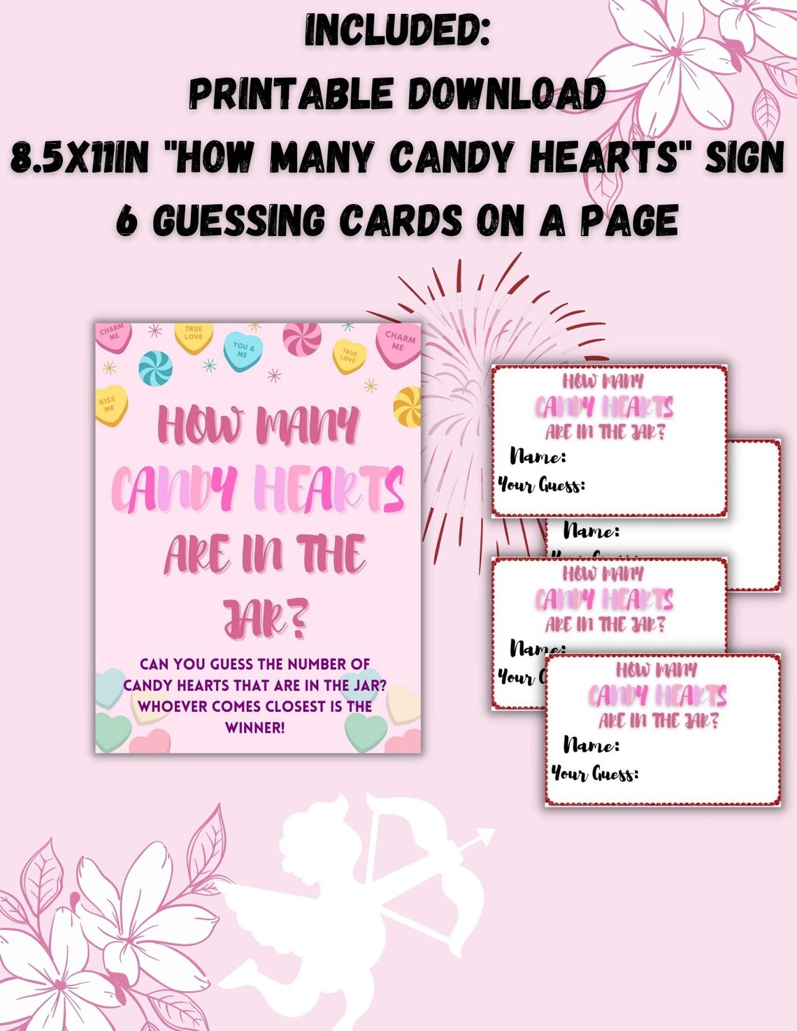 Valentine's Day Candy Heart Guessing Game, Holiday Party Game ...