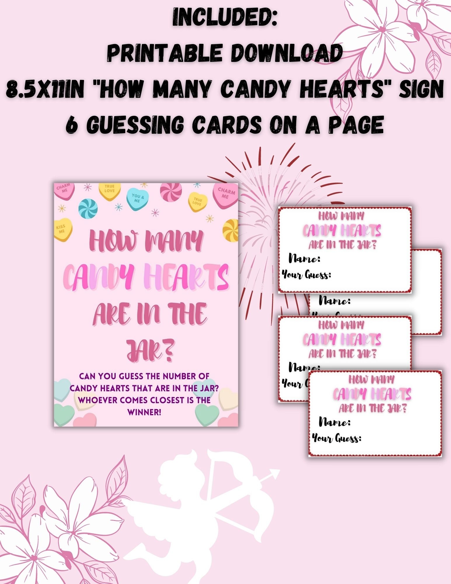 Valentine's Day Candy Heart Guessing Game, Holiday Party Game ...