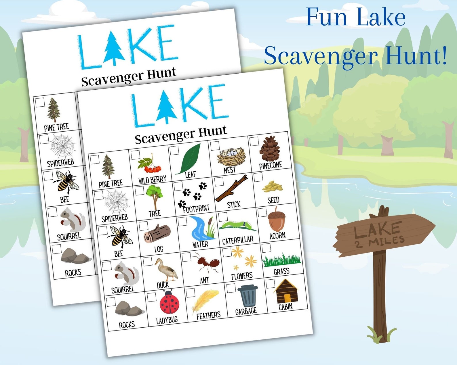 Printable Scavenger Hunt, Lake Scavenger Hunt, Outdoor Scavenger Hunt ...