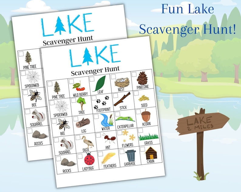 Printable Scavenger Hunt, Lake Scavenger Hunt, Outdoor Scavenger Hunt ...