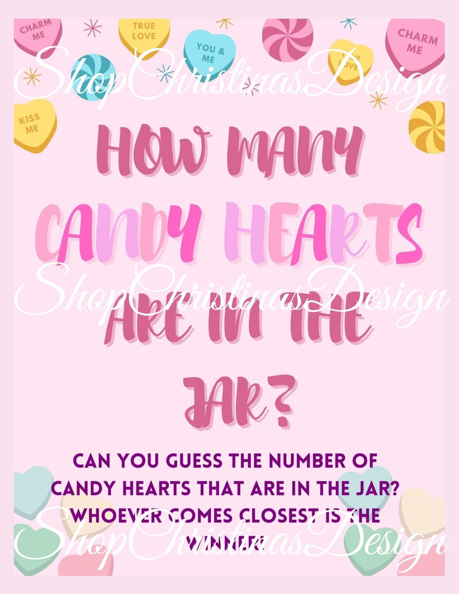 Valentine's Day Candy Heart Guessing Game, Holiday Party Game ...