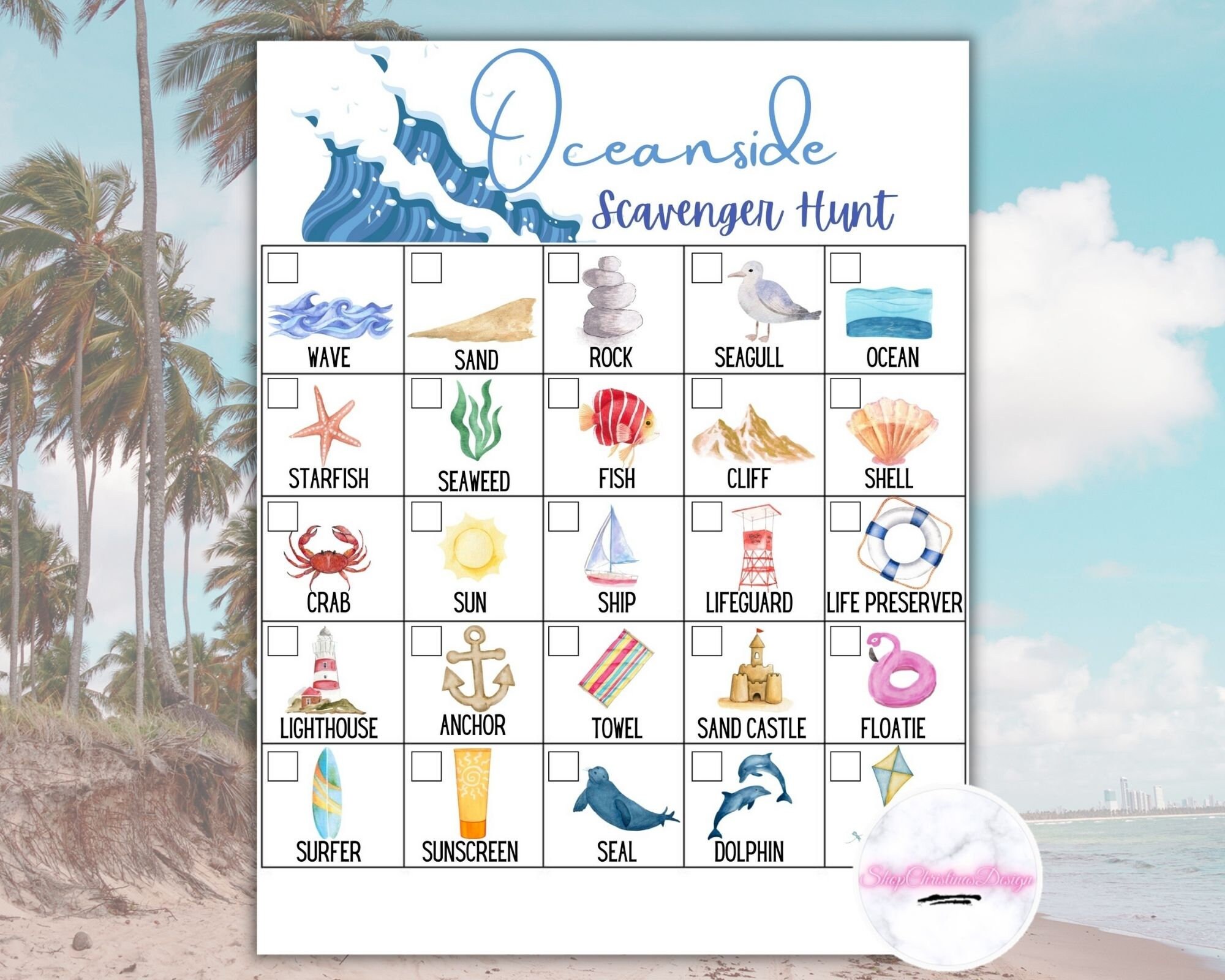 Printable Scavenger Hunt, Beach Scavenger Hunt, Outdoor Scavenger Hunt ...