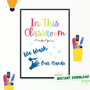 Wash Hands Sign, School Poster, Digital, Wash Your Hands Sign ...