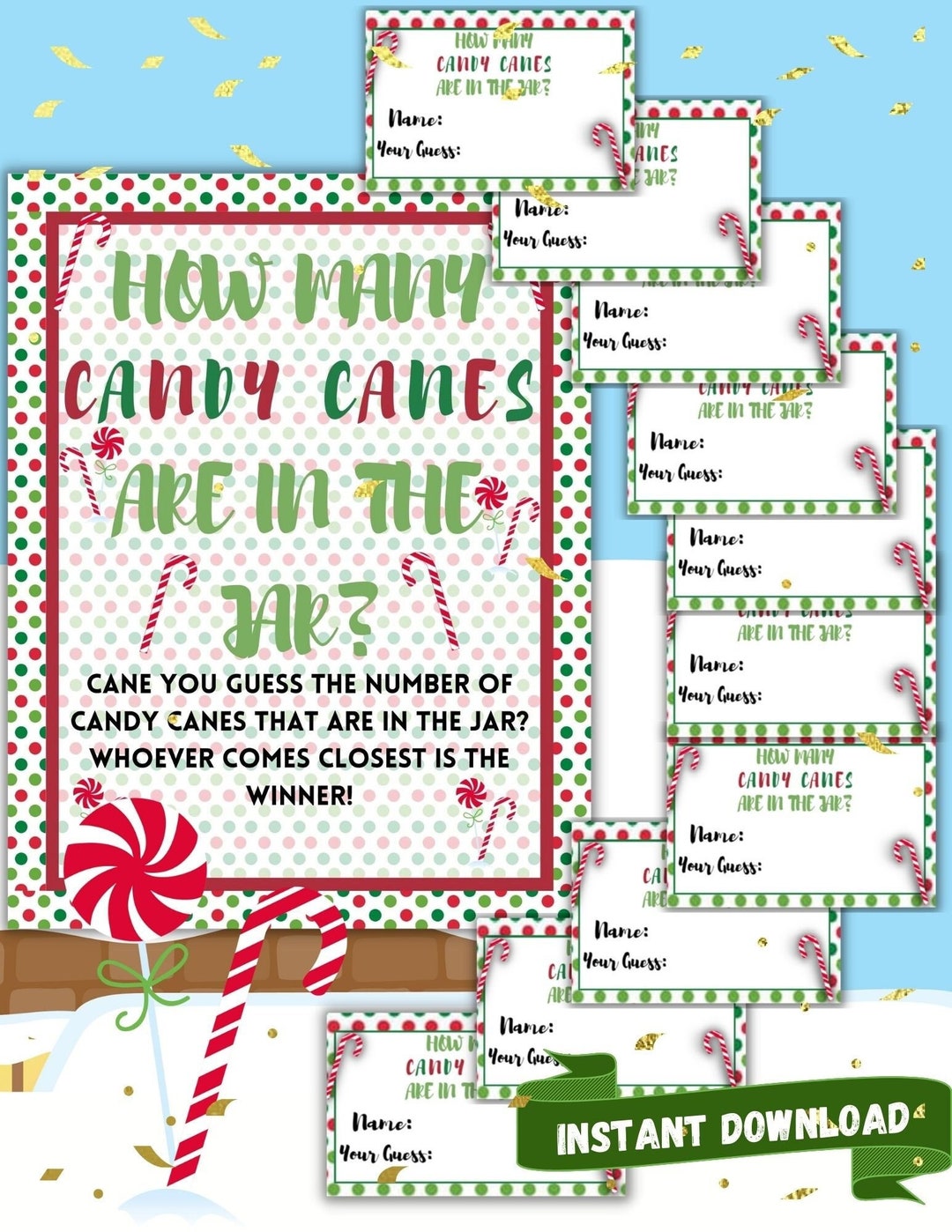Christmas Holiday Candy Cane Guessing Game, Christmas Party Game ...