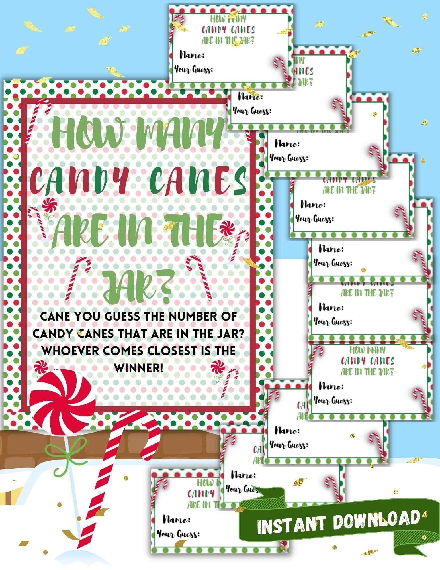 Christmas Holiday Candy Cane Guessing Game, Christmas Party Game ...