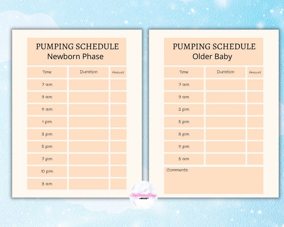 Pumping Schedule Pumping Log Chart Pump Printable Download | Etsy