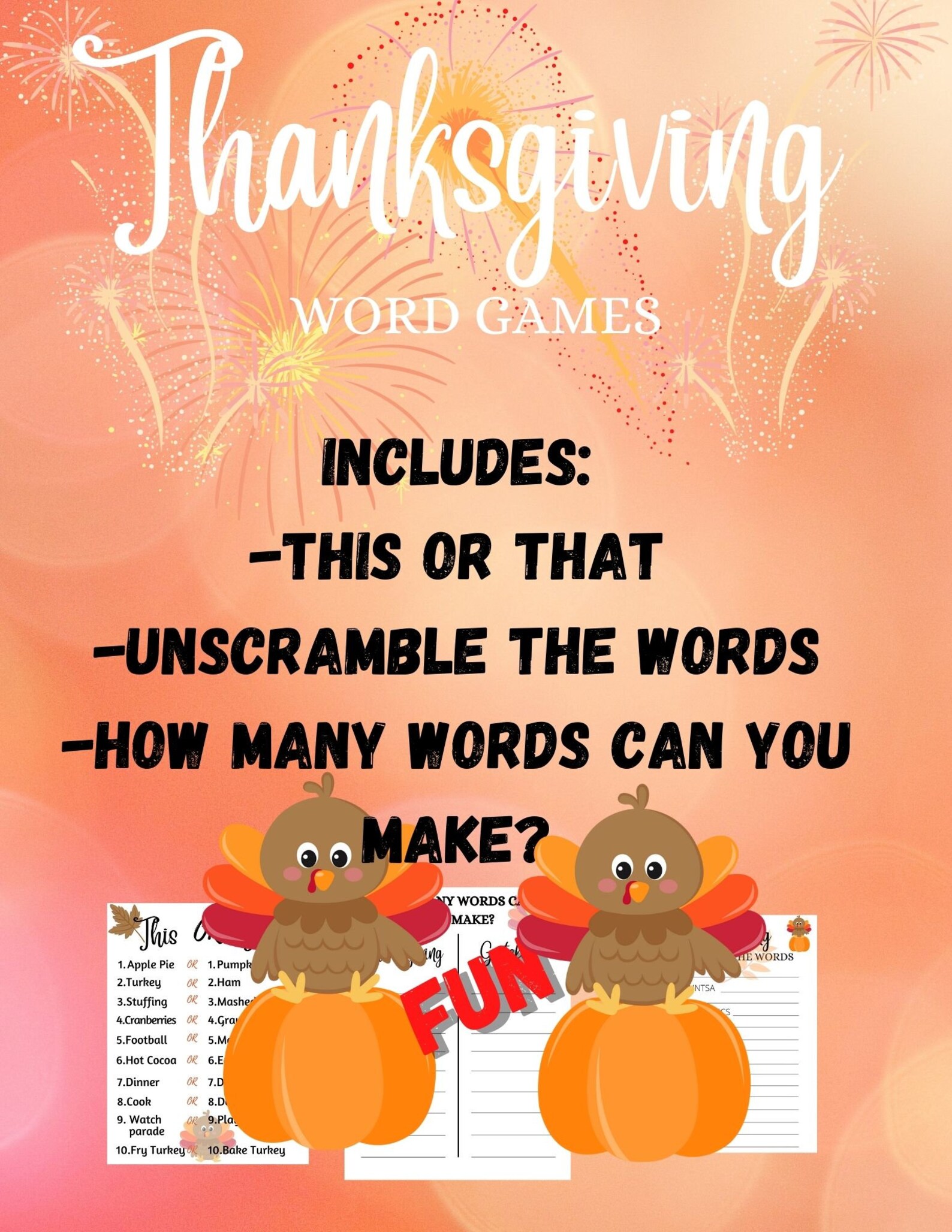 Thanksgiving Game Bundle, Fun Party Game Thanksgiving Printable ...