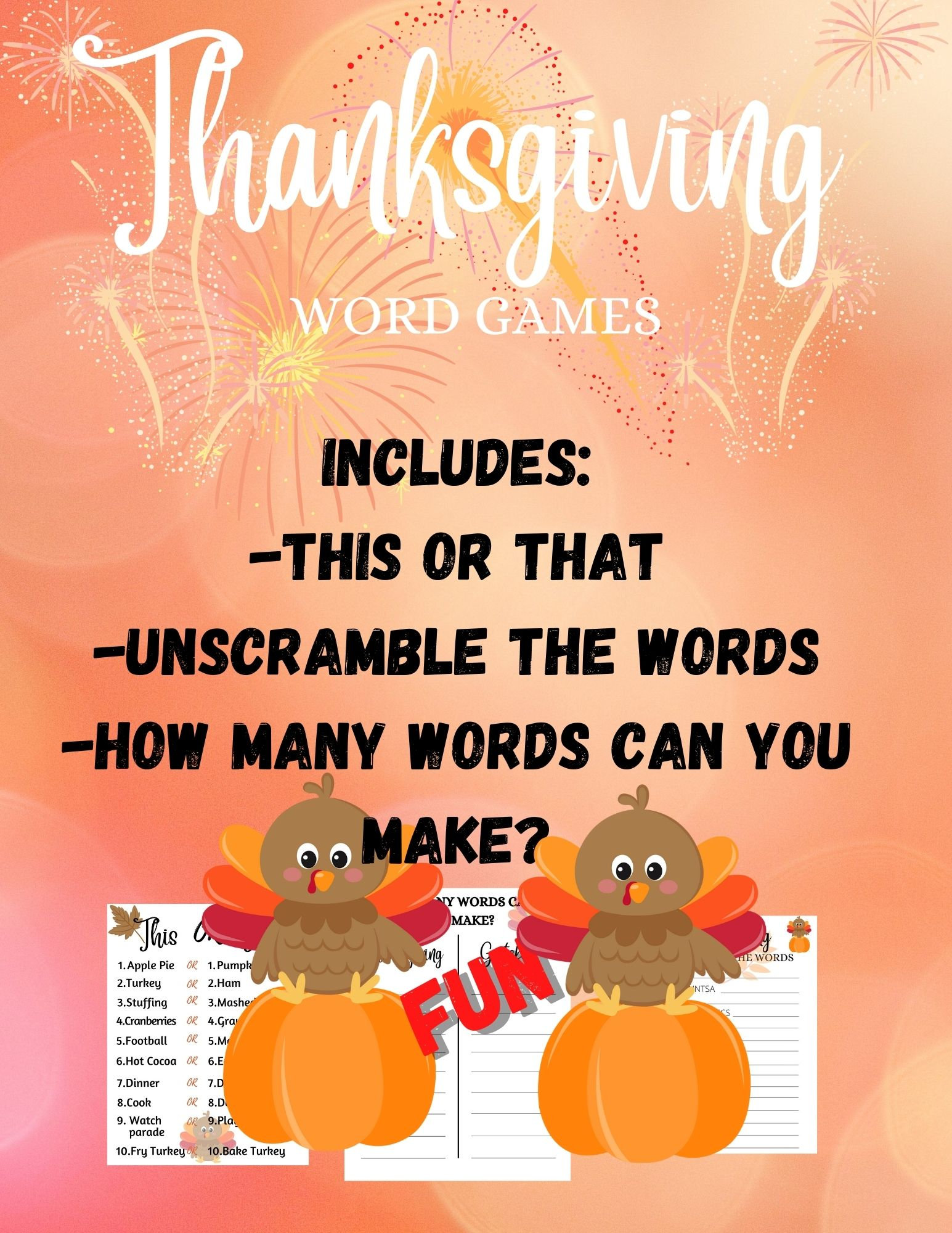 Thanksgiving Game Bundle, Fun Party Game Thanksgiving Printable ...