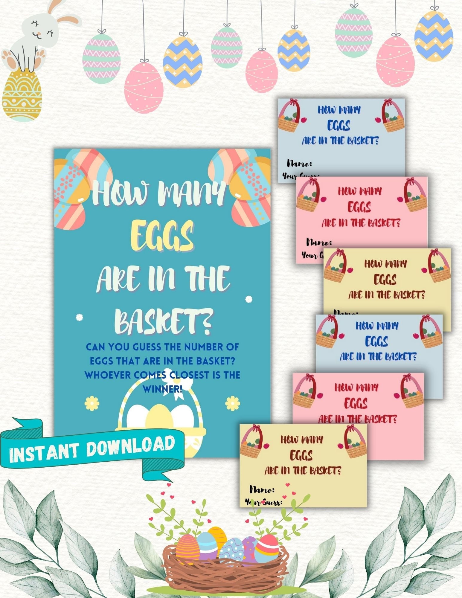 Easter Holiday Eggs Guessing Game, Party Game, Printable, Guess How ...