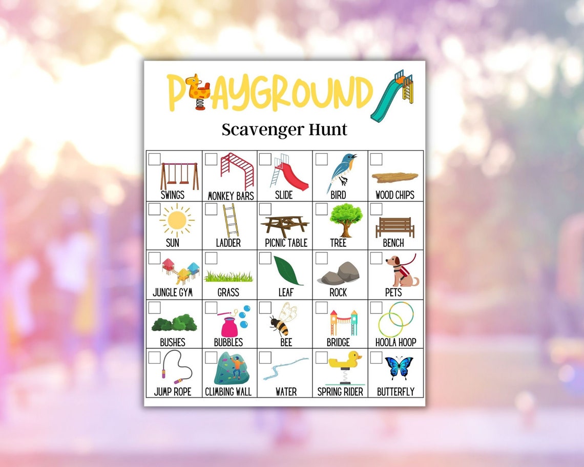 Playground Scavenger Hunt, Scavenger Hunt, Printable, Outdoor Scavenger ...