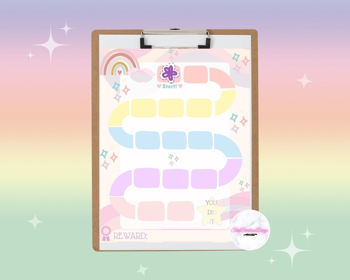 Printable Rainbow Reward Chart, Sunshine Behavior Chart, Kids Routine ...