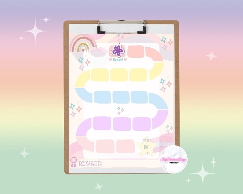 Printable Rainbow Reward Chart, Sunshine Behavior Chart, Kids Routine ...