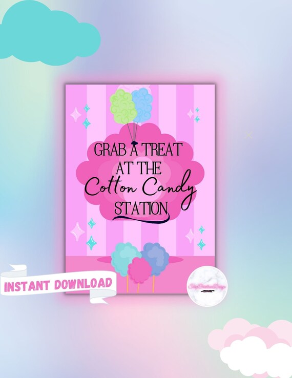 Cotton Candy Sign Party Sign Digital Cotton Candy Station | Etsy