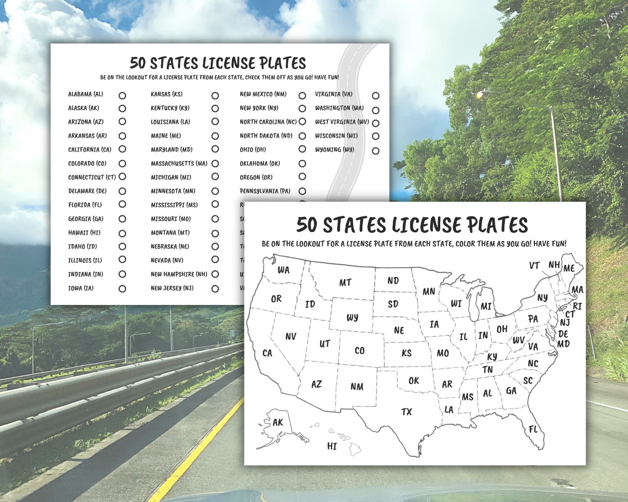 License Plate Game Printable, Kids Road Trip, Road Trip Printable, Kids ...