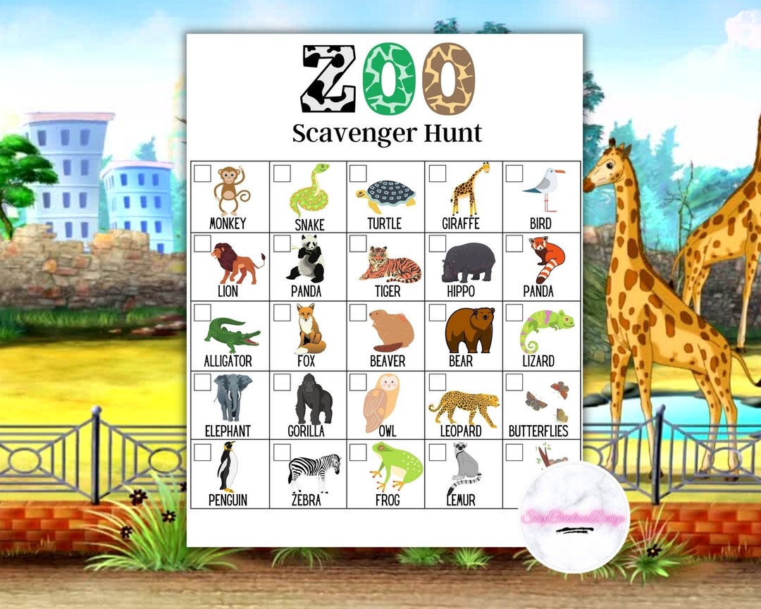 Printable Scavenger Hunt, Zoo Scavenger Hunt, Outdoor Scavenger Hunt ...