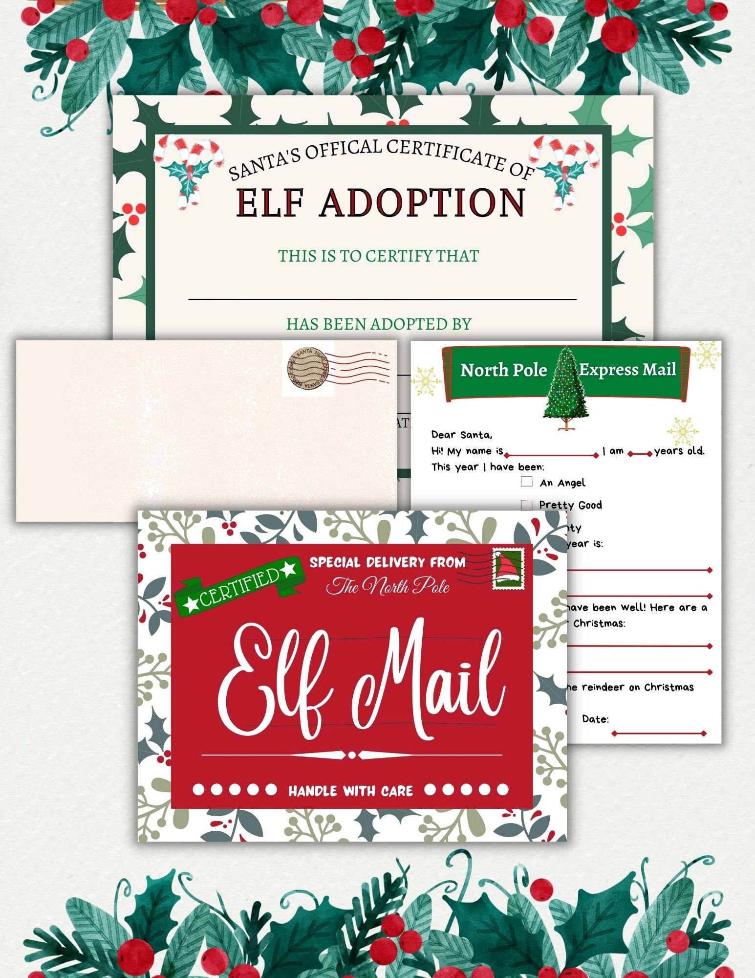 Elf Adoption Kit, Elf Holiday Kits, Elf Adoption Certificate, Printable ...