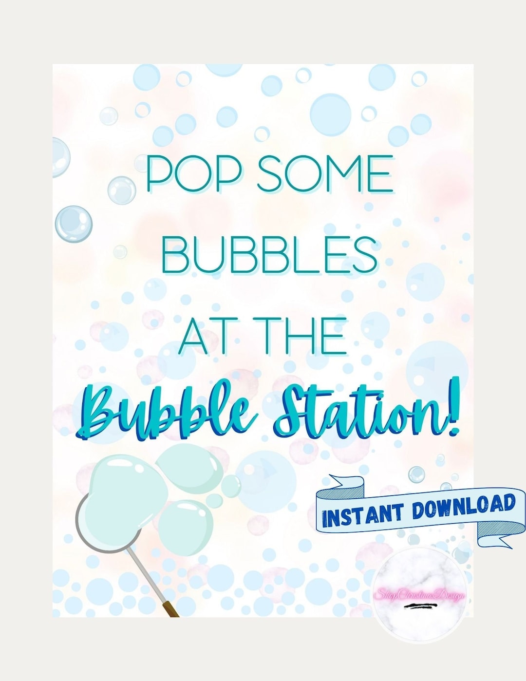 Bubble Station Sign, Party Sign, Digital, Pop Bubbles Sign, Bubble Bar ...