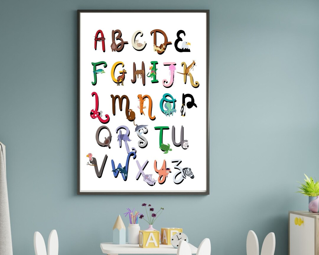 Alphabet Poster Printable Wall Art ABC Poster Kids Wall Art, Nursery ...