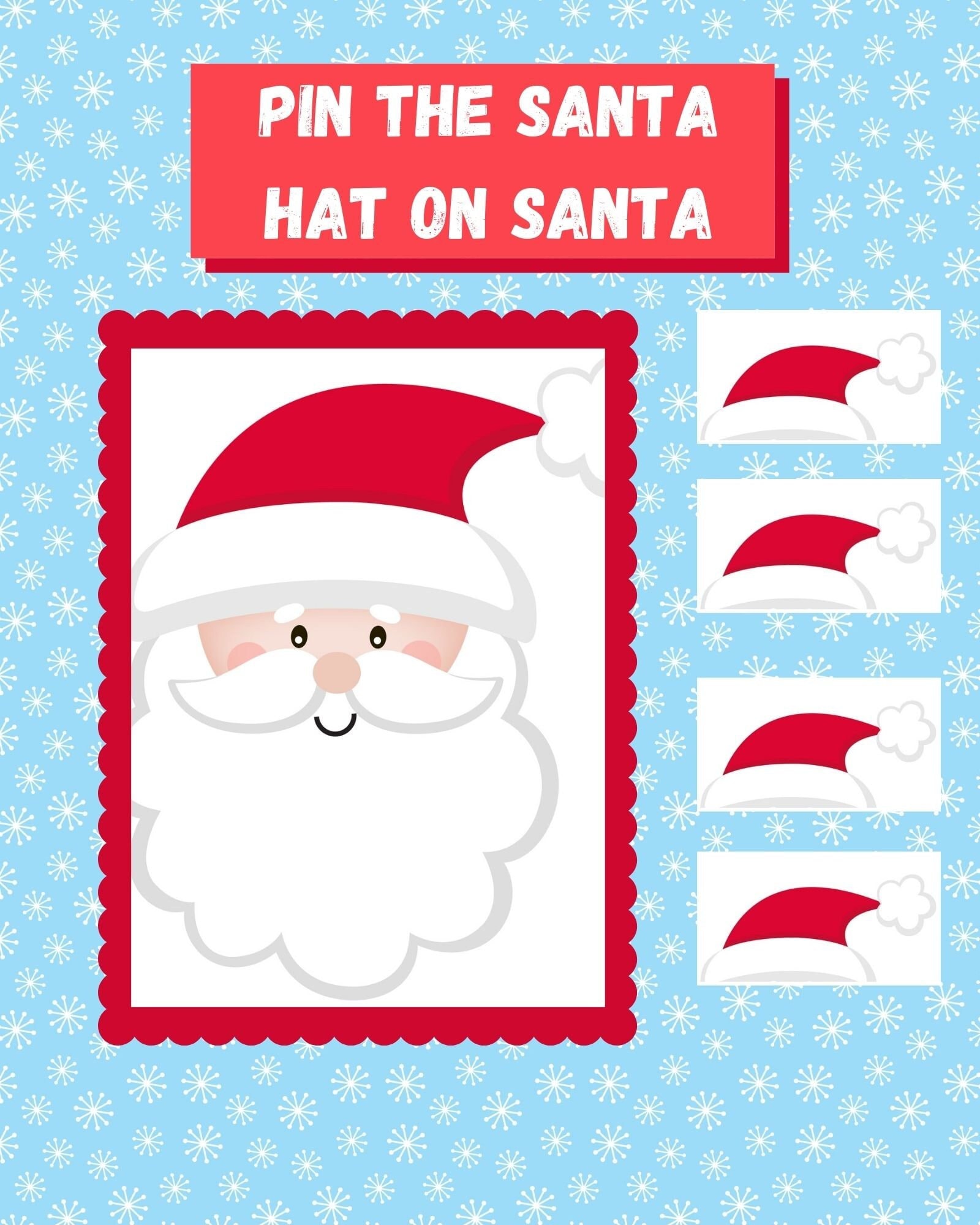 Christmas Pin the Hat on SANTA! Printable Download - Fun Christmas ...