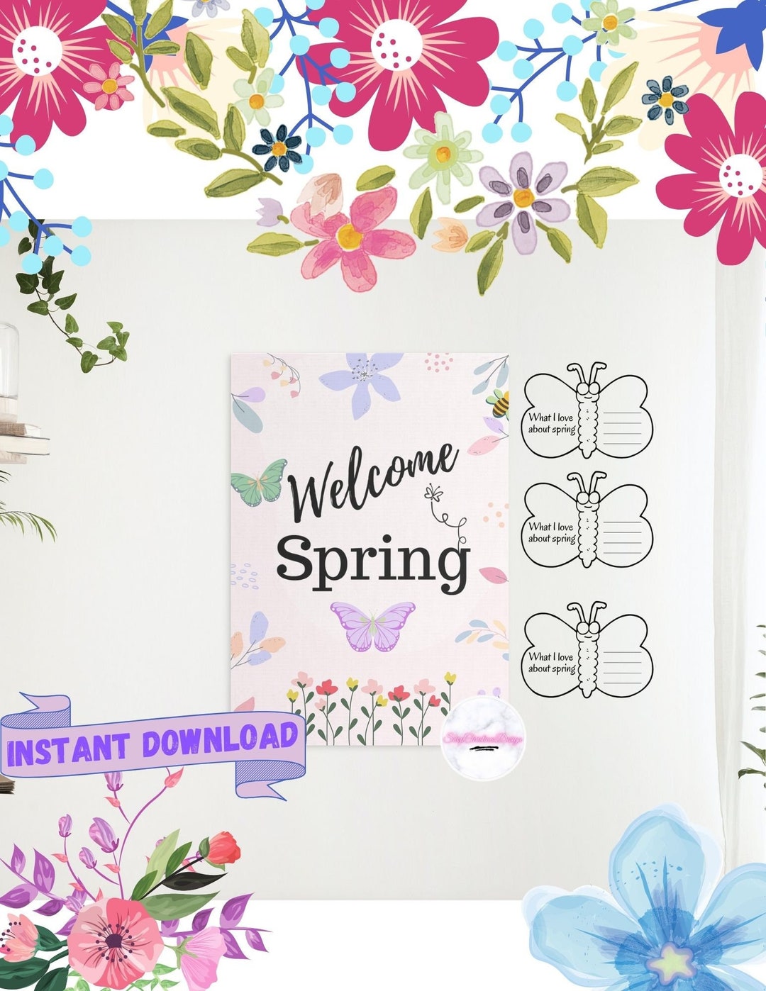 Welcome Spring Sign, Party Sign, Classroom Decor, Spring Decor, Door ...