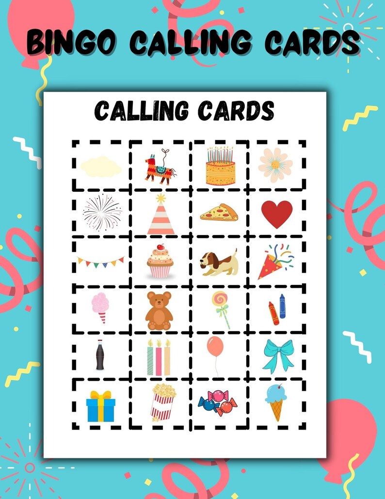Birthday Bingo, Kids Activity, Printable, Bingo Cards, Birthday Digital ...