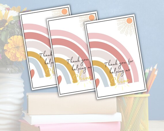 Teacher Thank You Card End of Year Teacher Card Printable - Etsy