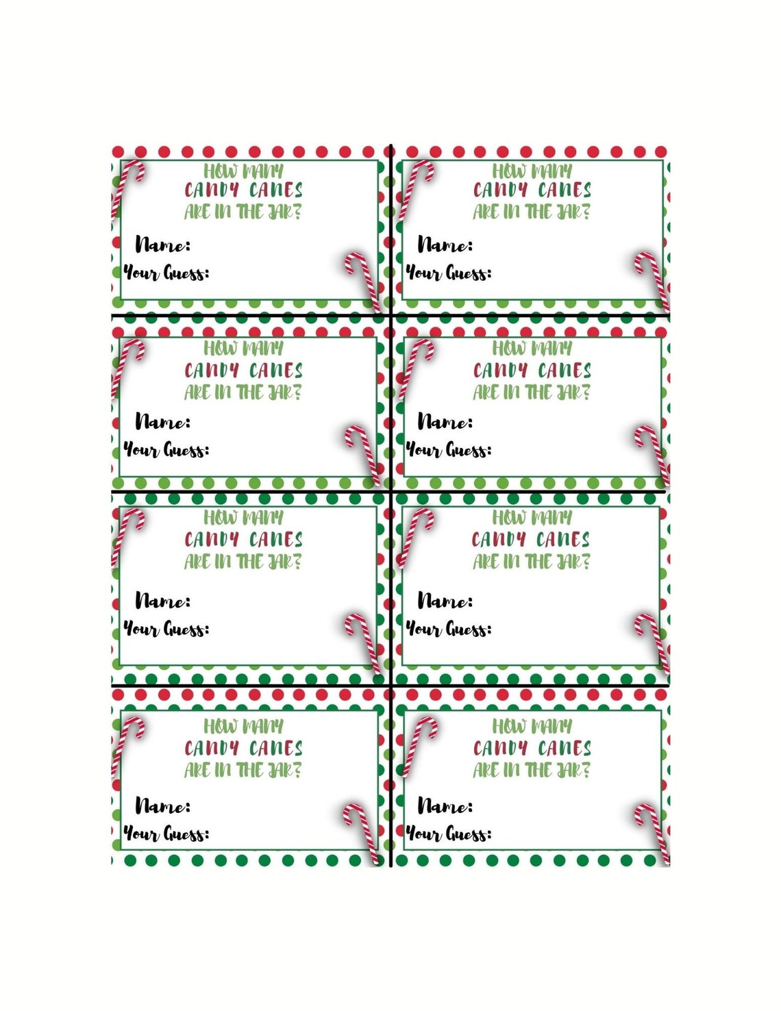 Christmas Holiday Candy Cane Guessing Game, Christmas Party Game ...