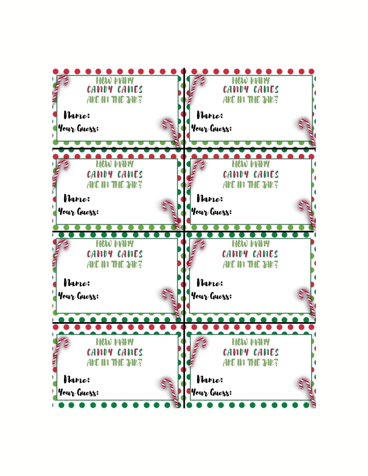 Christmas Holiday Candy Cane Guessing Game, Christmas Party Game ...