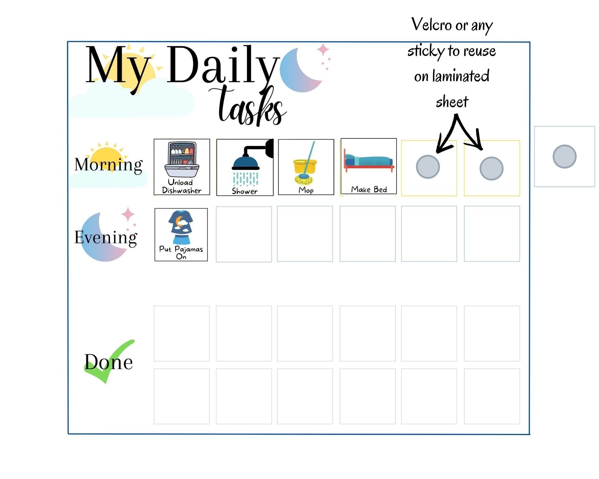 Kids Daily Responsibilites Chart, Printable Daily Routine, Chore Chart, Morning/evening ...