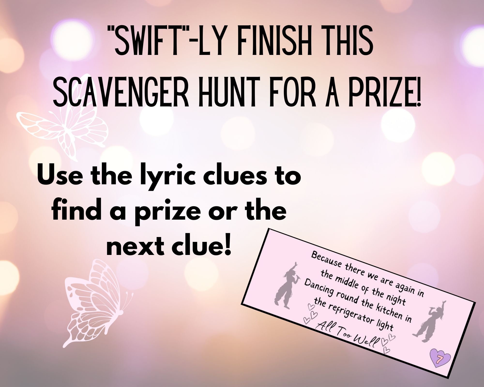 Swiftie Scavenger Hunt, Swiftie Treasure Hunt, Taylor Swift Scavenger ...