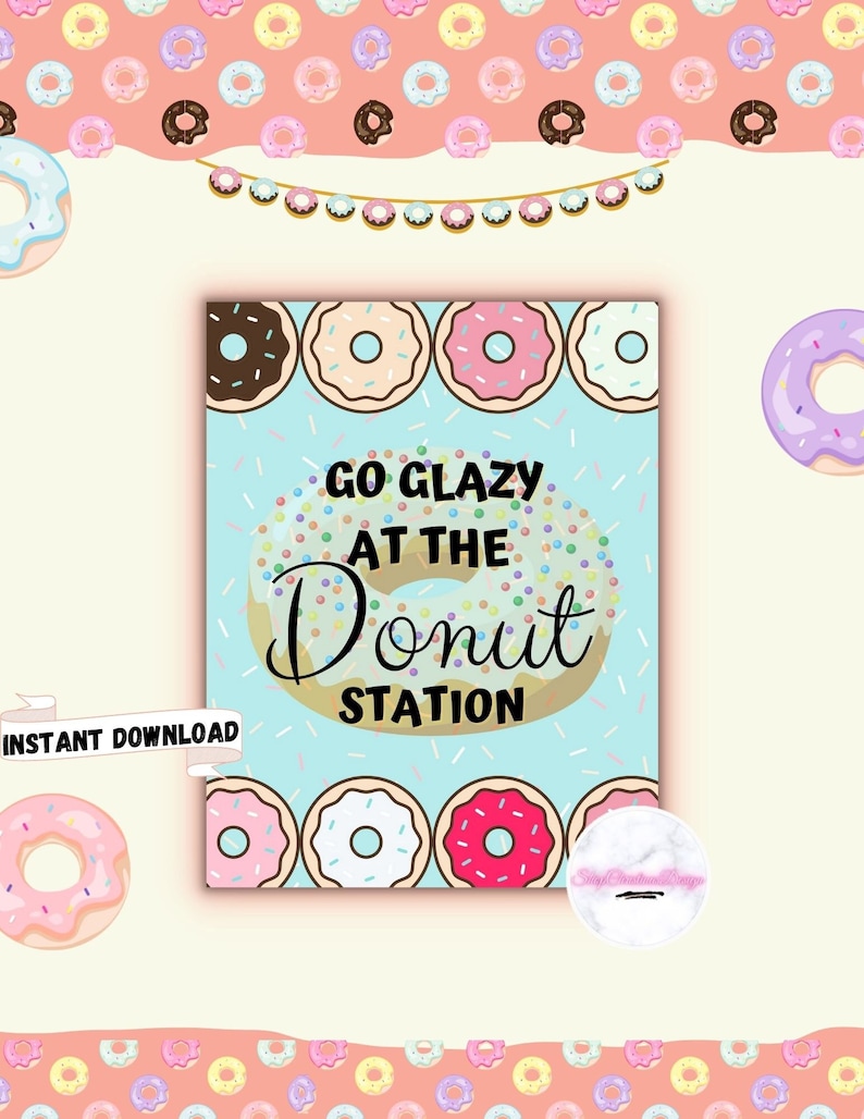 Donut Sign, Party Sign, Digital, Donut Station, Kids Donut Stand ...