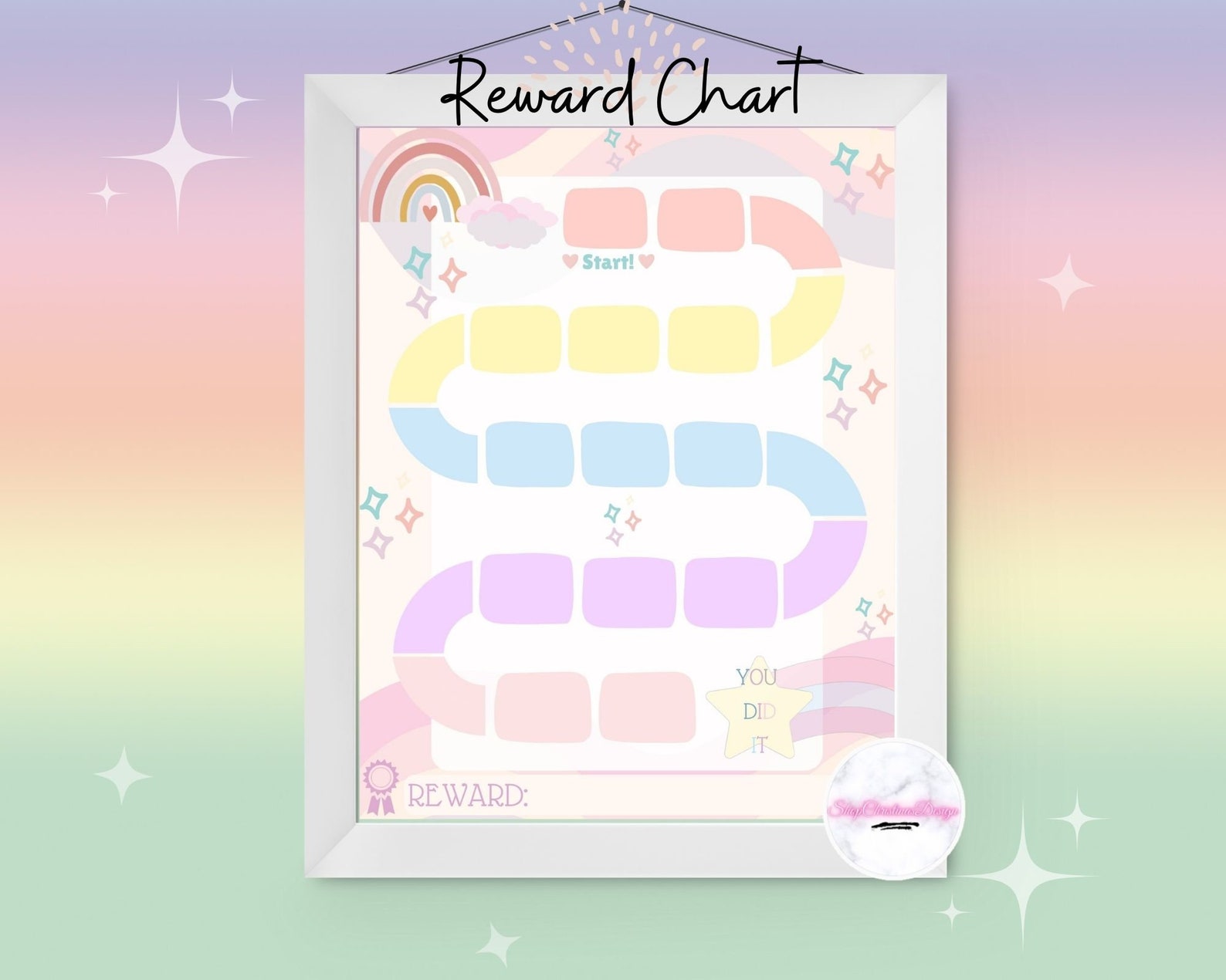 Printable Rainbow Reward Chart, Sunshine Behavior Chart, Kids Routine ...