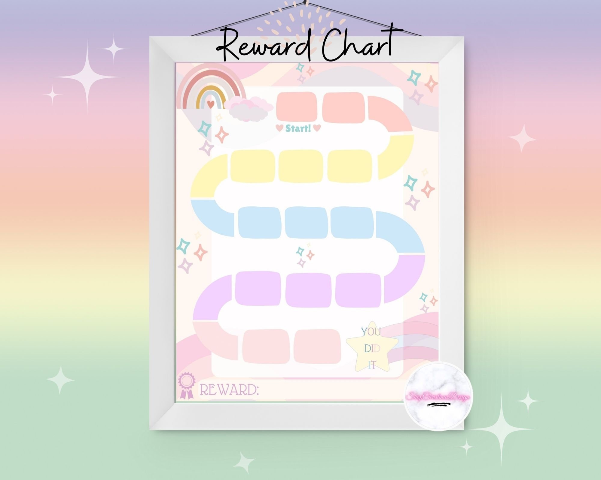 Printable Rainbow Reward Chart, Sunshine Behavior Chart, Kids Routine ...