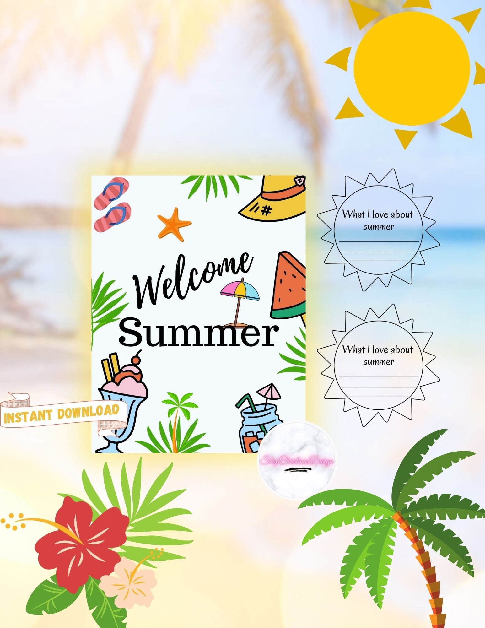 Welcome Summer Sign, Party Sign, Classroom Decor, Summer Decor, Door ...