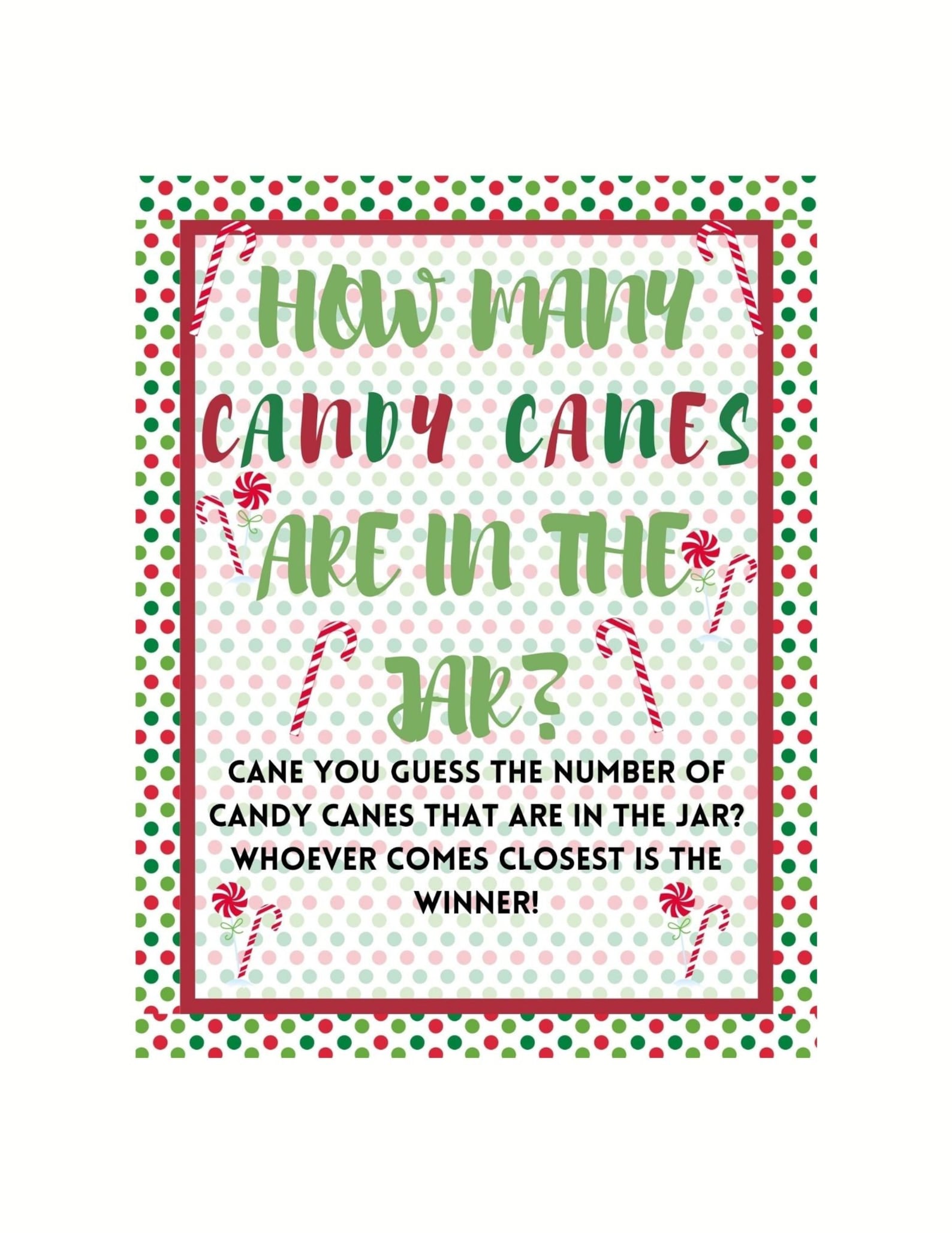 Christmas Holiday Candy Cane Guessing Game, Christmas Party Game ...