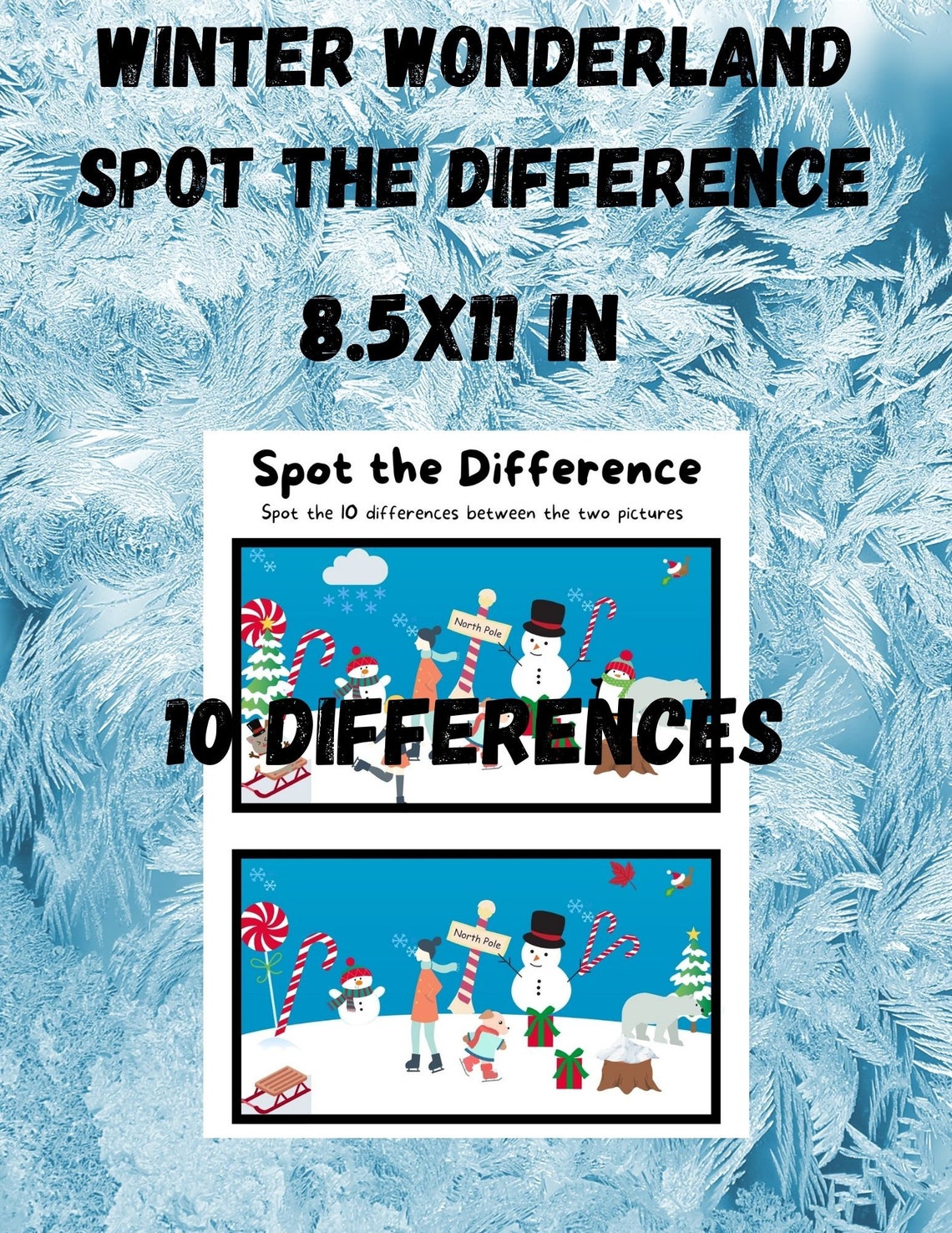 Spot the Difference, Kids Activity, Christmas Activity, Holiday Art ...