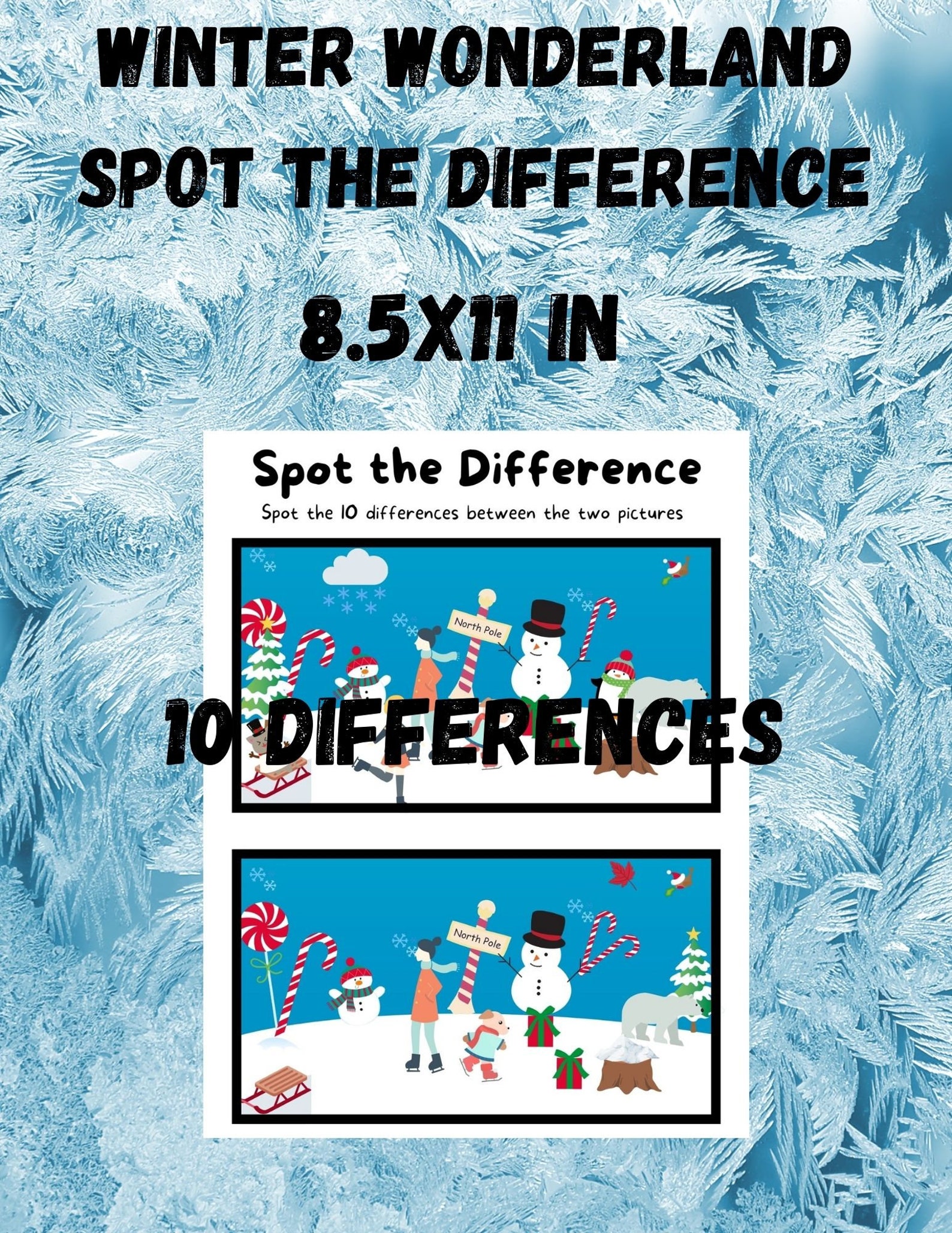 Spot the Difference, Kids Activity, Christmas Activity, Holiday Art ...