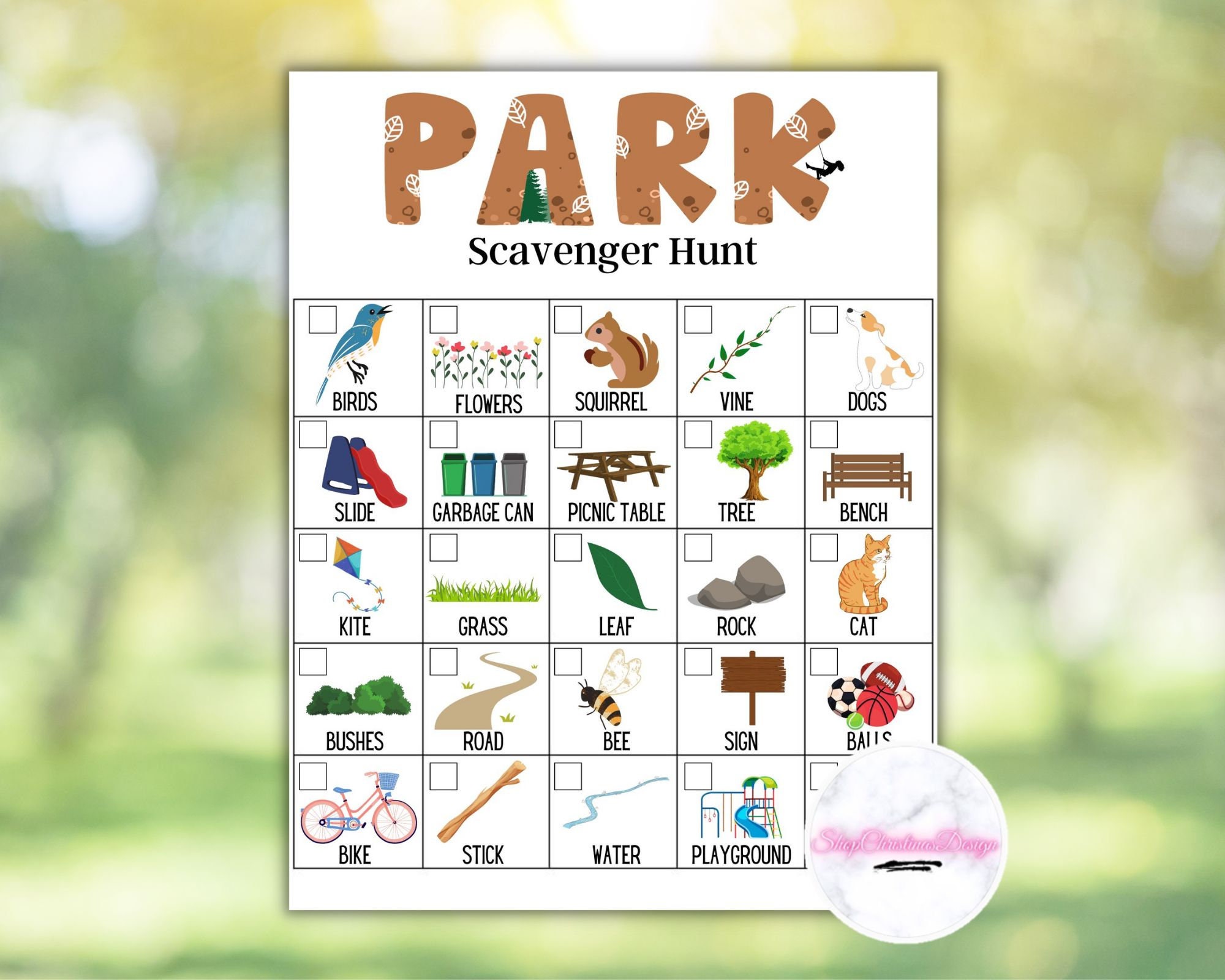Printable Scavenger Hunt, Park Scavenger Hunt, Outdoor Scavenger Hunt ...