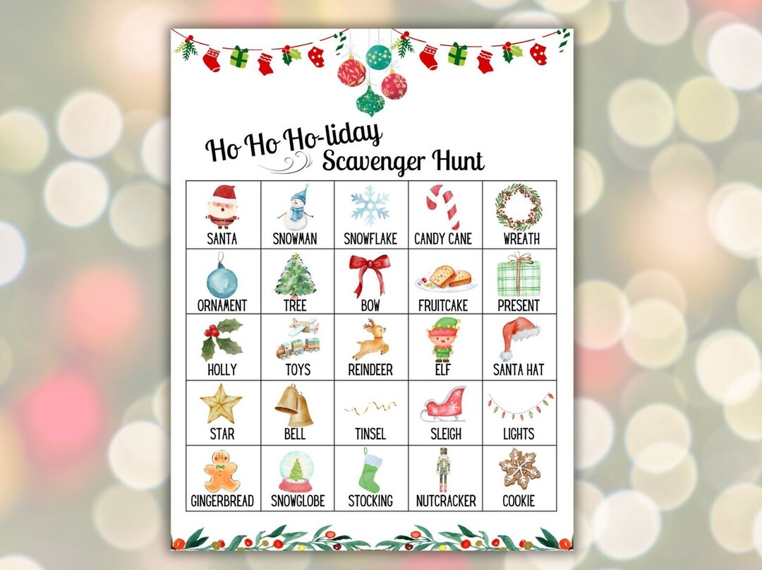 Winter Holiday Scavenger Hunt for Kids, Family Holiday Activity, Winter ...