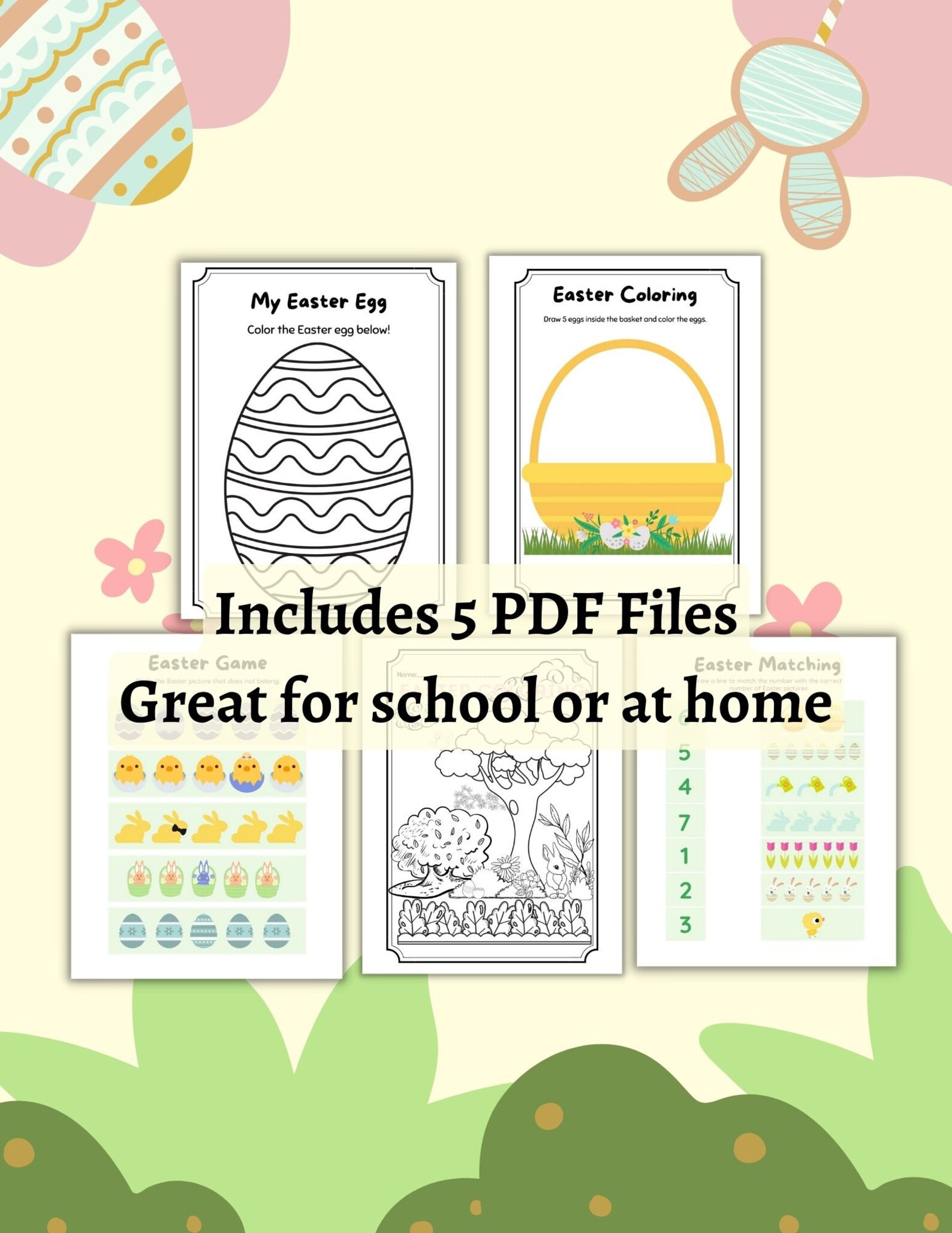 Easter Activity Bundle, Easter Worksheet Set, Coloring, Printable ...