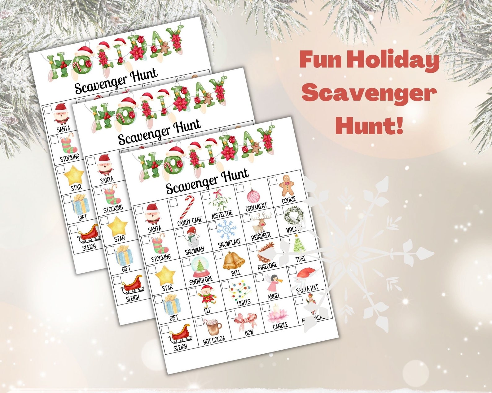 Printable Scavenger Hunt, Holiday Scavenger Hunt, Outdoor Scavenger ...