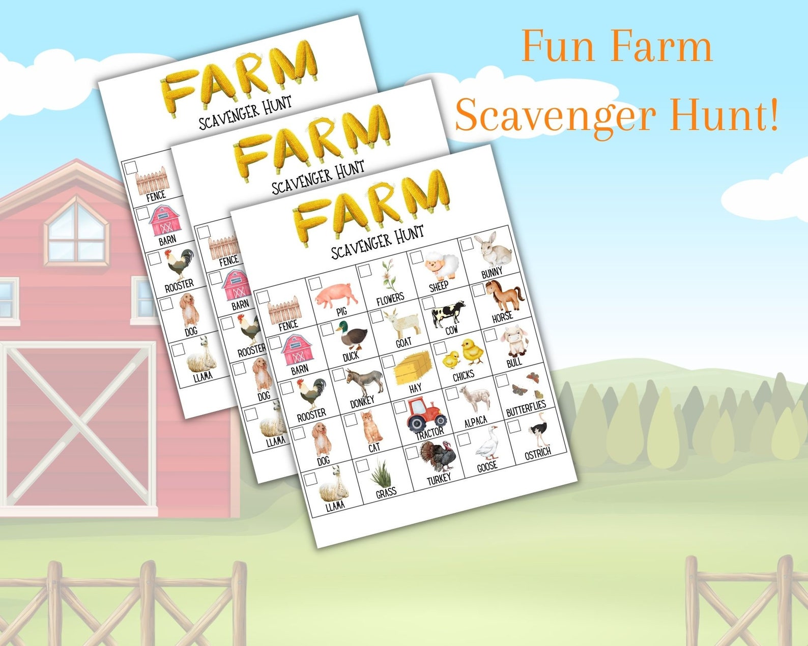 Printable Scavenger Hunt, Farm Scavenger Hunt, Outdoor Scavenger Hunt ...