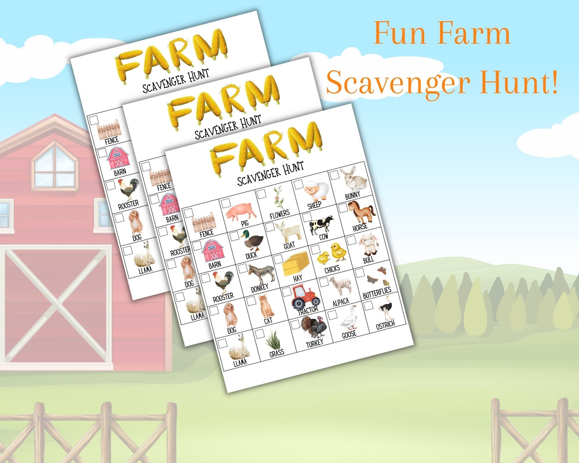 Printable Scavenger Hunt, Farm Scavenger Hunt, Outdoor Scavenger Hunt ...